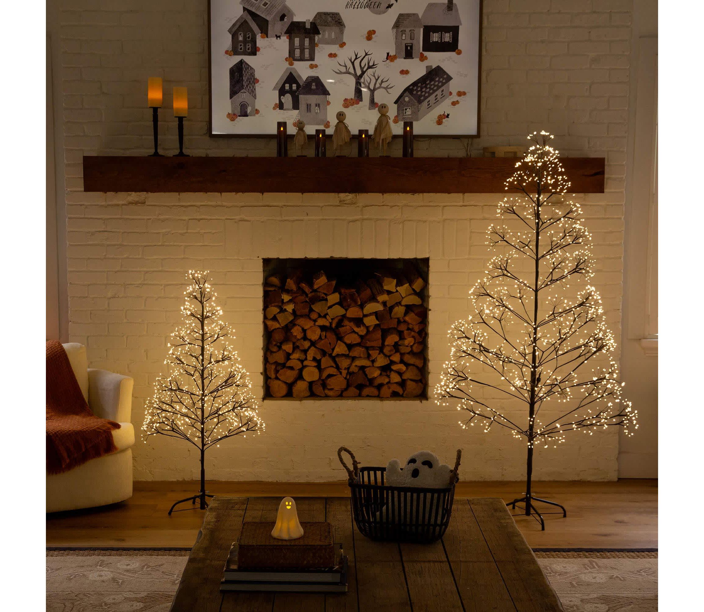 Nearly Natural 4-Foot Pre-Lit Artificial Halloween Black Starburst Tree ...