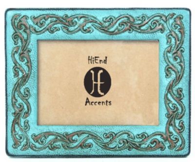 Paseo Road by HiEnd Accents Turquoise Leather Scrolled Picture Frame | belk