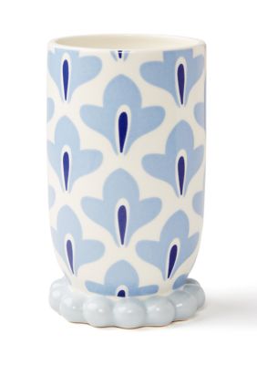 COTON COLORS Iris Blue Medium Cylinder Vase with Knobbed Foot | belk