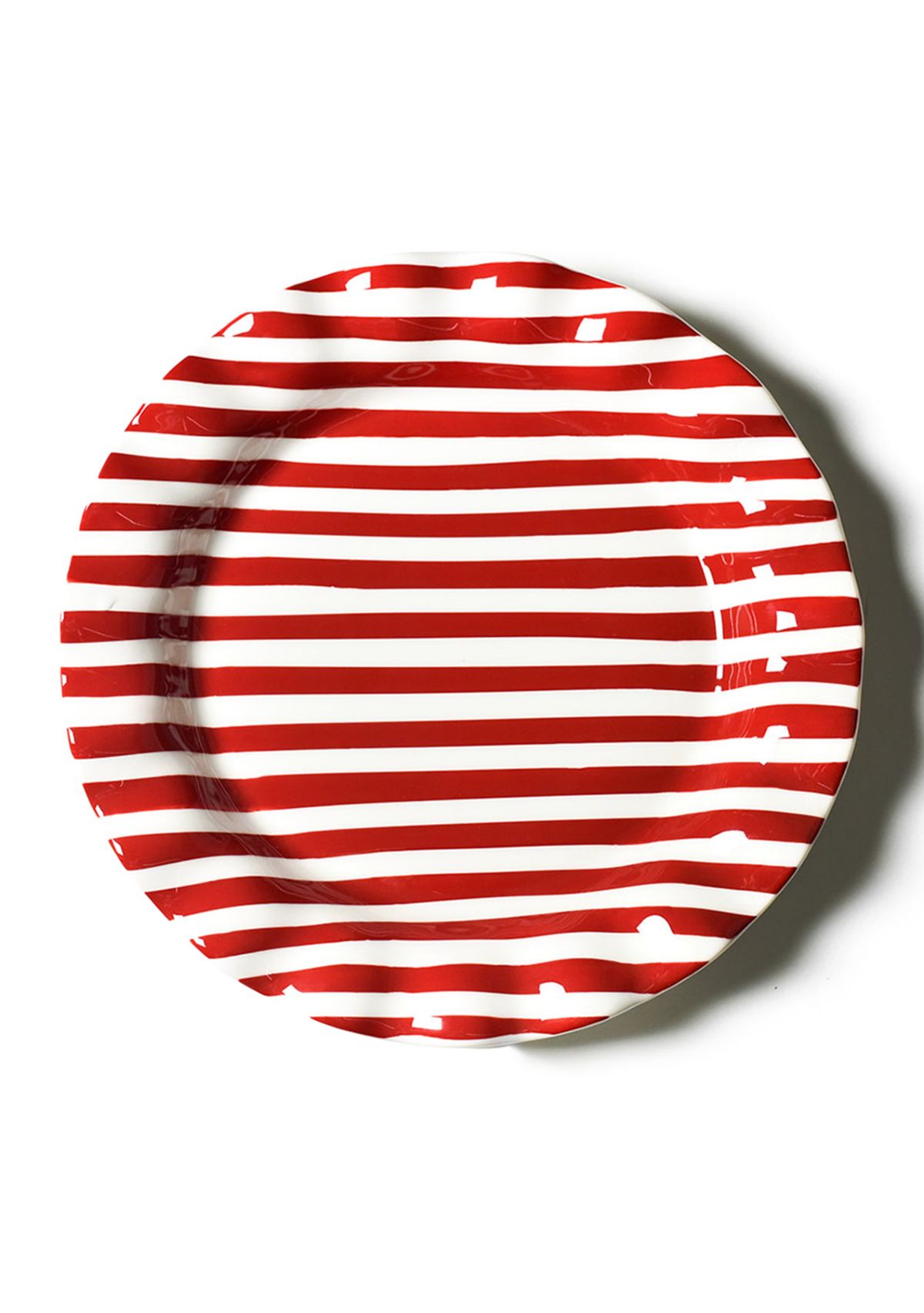 COTON COLORS Red Stripe Drop Ruffle Dinner Plate | Belk