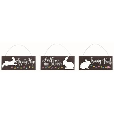 Transpac Transpac MDF Easter Bunny Trail Hanging Wall Art Sign Set of 3 ...