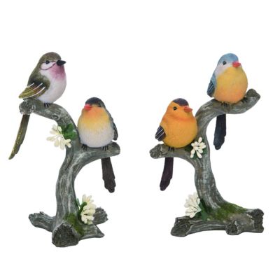 Transpac Transpac Assorted Resin Bird Duo Perched On Twig Set of 2 Home ...