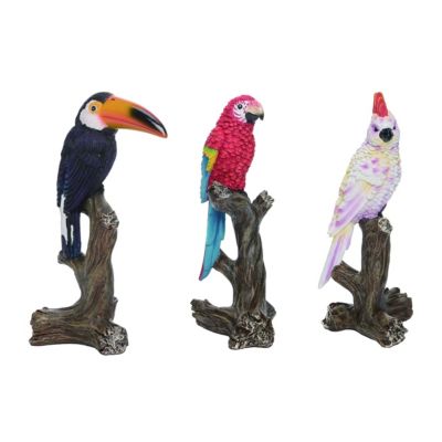 Transpac Transpac Resin Exotic Rainforest Bird Figurines Set of 3 Home ...