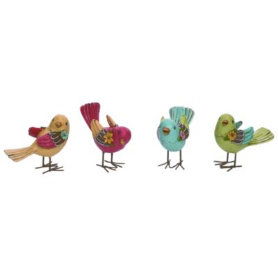 Transpac Transpac Small Resin Multi Colored Floral Bird Set of Home ...