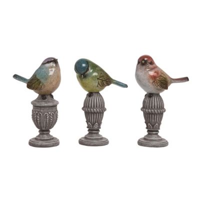 Transpac Transpac Resin Bird Pedestal Set of 3 Spring Home Decorations ...