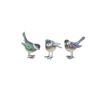 Transpac Transpac Medium Resin Bright Stripe Bird Set of 3 Spring Home ...