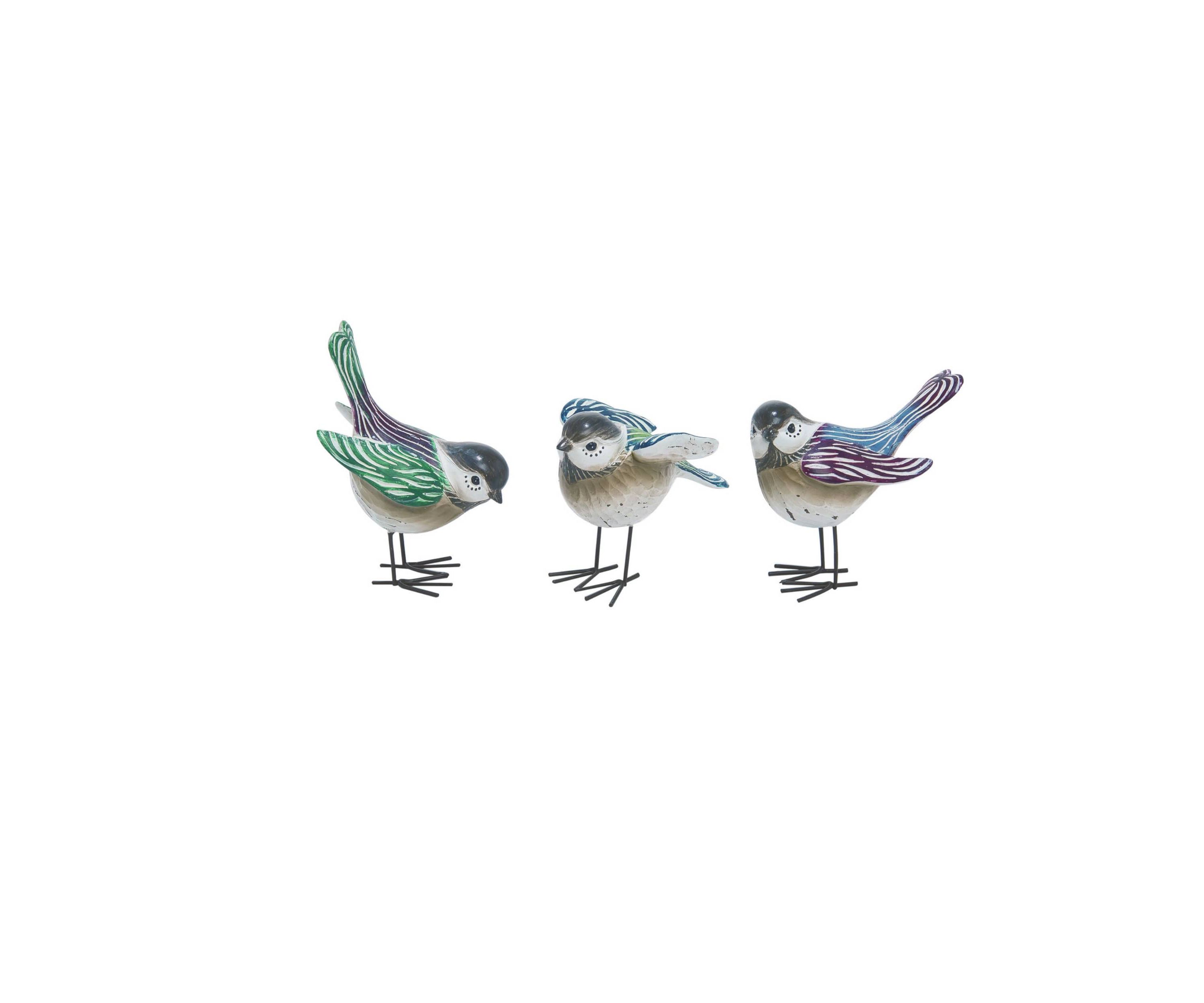 Transpac Transpac Medium Resin Bright Stripe Bird Set of 3 Spring Home ...