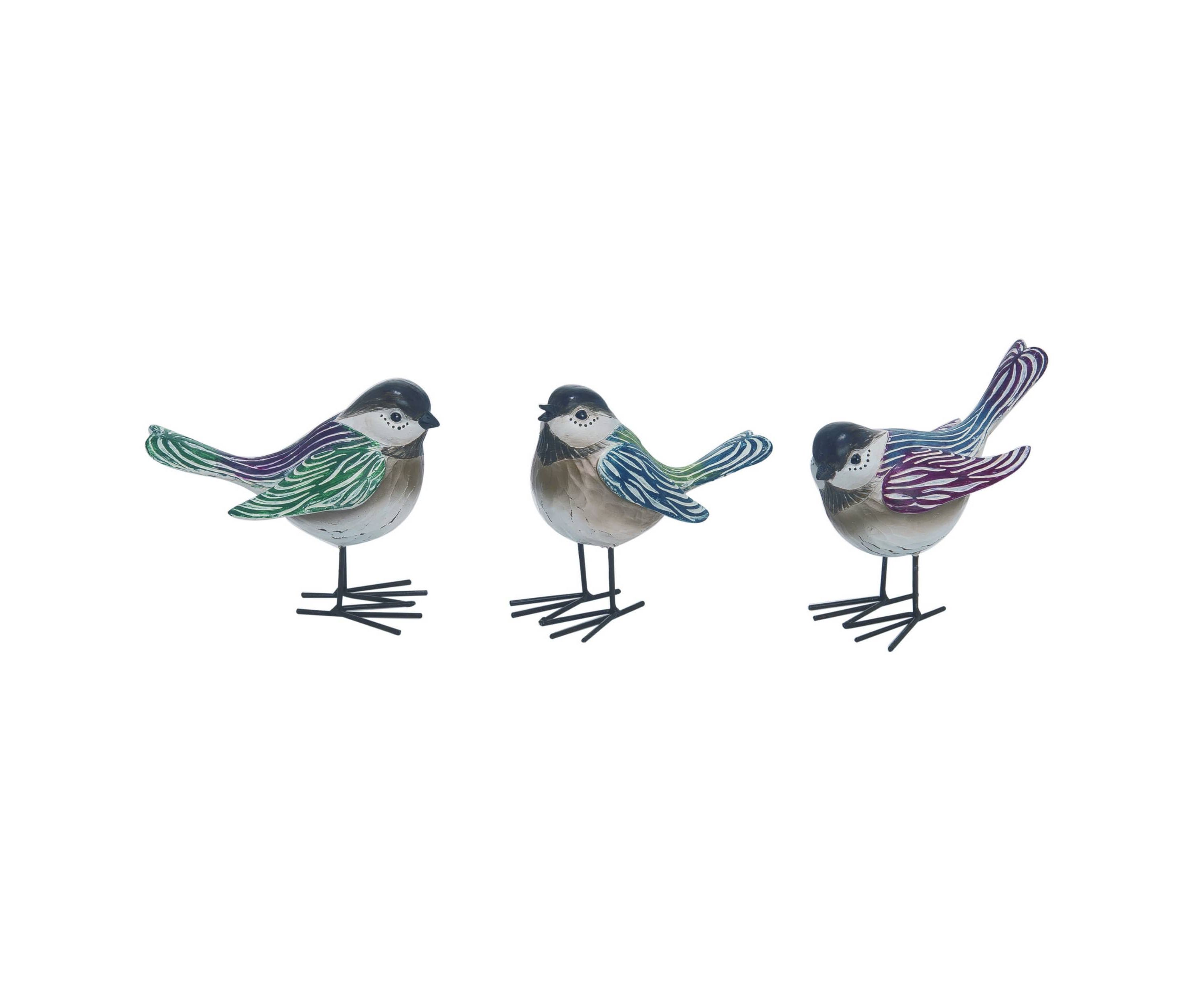 Transpac Transpac Large Resin Bright Stripe Bird Set of 3 Spring Home ...