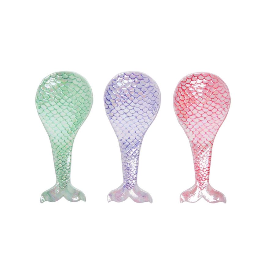 Transpac Transpac Ceramic Mermaid Tail Spoon Rest Set of 3 Spring Home ...