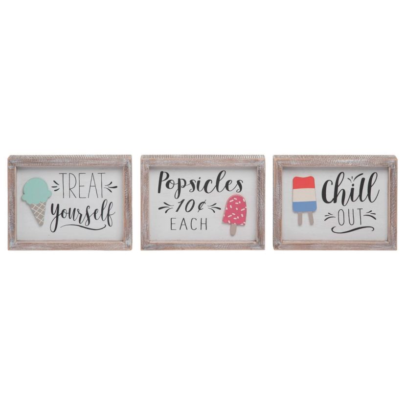 Transpac Transpac Wood Ice Cream Block Decor Set of 3 Spring Home ...