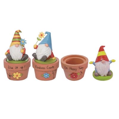 Transpac Transpac Resin Flower Pot Gnome Container Set of 3 Spring Home ...