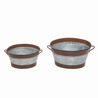 Transpac Transpac Metal 11 in. Multicolor Spring Rustic Containers Set ...