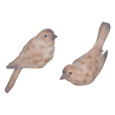 Transpac Transpac Resin Taupe Bird Sitter Set of 2 Spring Home ...