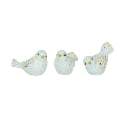 Transpac Transpac Medium Resin Whitewash Bird Set of 3 Spring Home ...