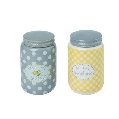 Transpac Transpac Ceramic Mini Lemon Jar Set of 2 Spring Home ...