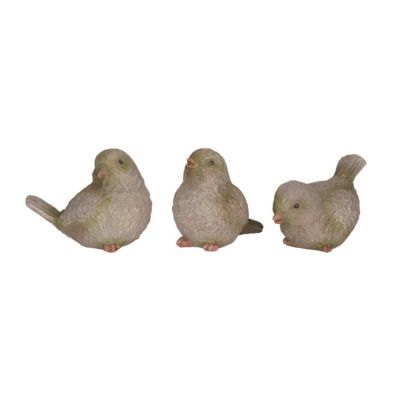 Transpac Transpac Medium Resin Mossy Bird Set of 3 Spring Home ...