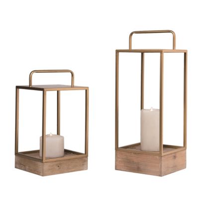 Transpac Transpac Wood 17.75" Spring Geometric Open Lanterns Set of 2 ...