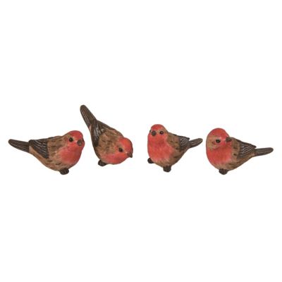 Transpac Transpac Small Resin Red Crest Bird Set of 4 Spring Home ...