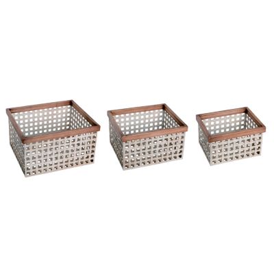 Transpac Transpac Metal 16.5 in. Brown Woven Container Set of 3 | belk
