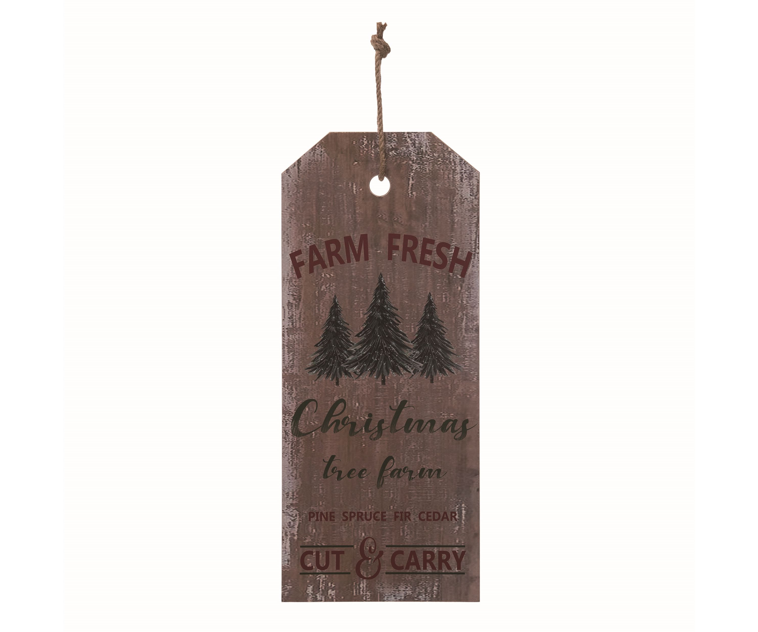 Transpac Transpac Wood 18 in. Multicolor Christmas Tree Tag Wall Decor ...