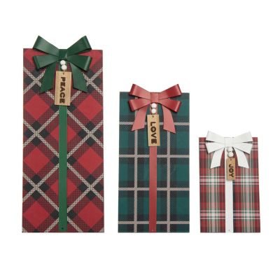 Transpac Transpac Christmas MDF Easel-Back Plaid Presents Set of 3 | belk