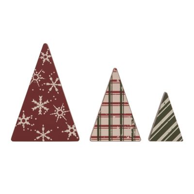 Transpac Transpac Wood 7.75 in. Multicolor Christmas Patterned Tree ...
