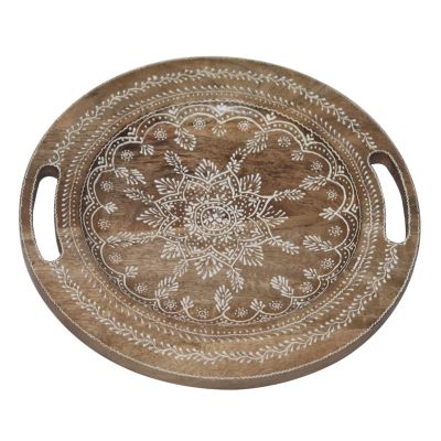 Transpac Transpac Wood 14 in. Mango Henna Hand Painted Round Tray | belk