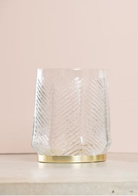 Transpac Chevron Cut Glass Hurricane | belk