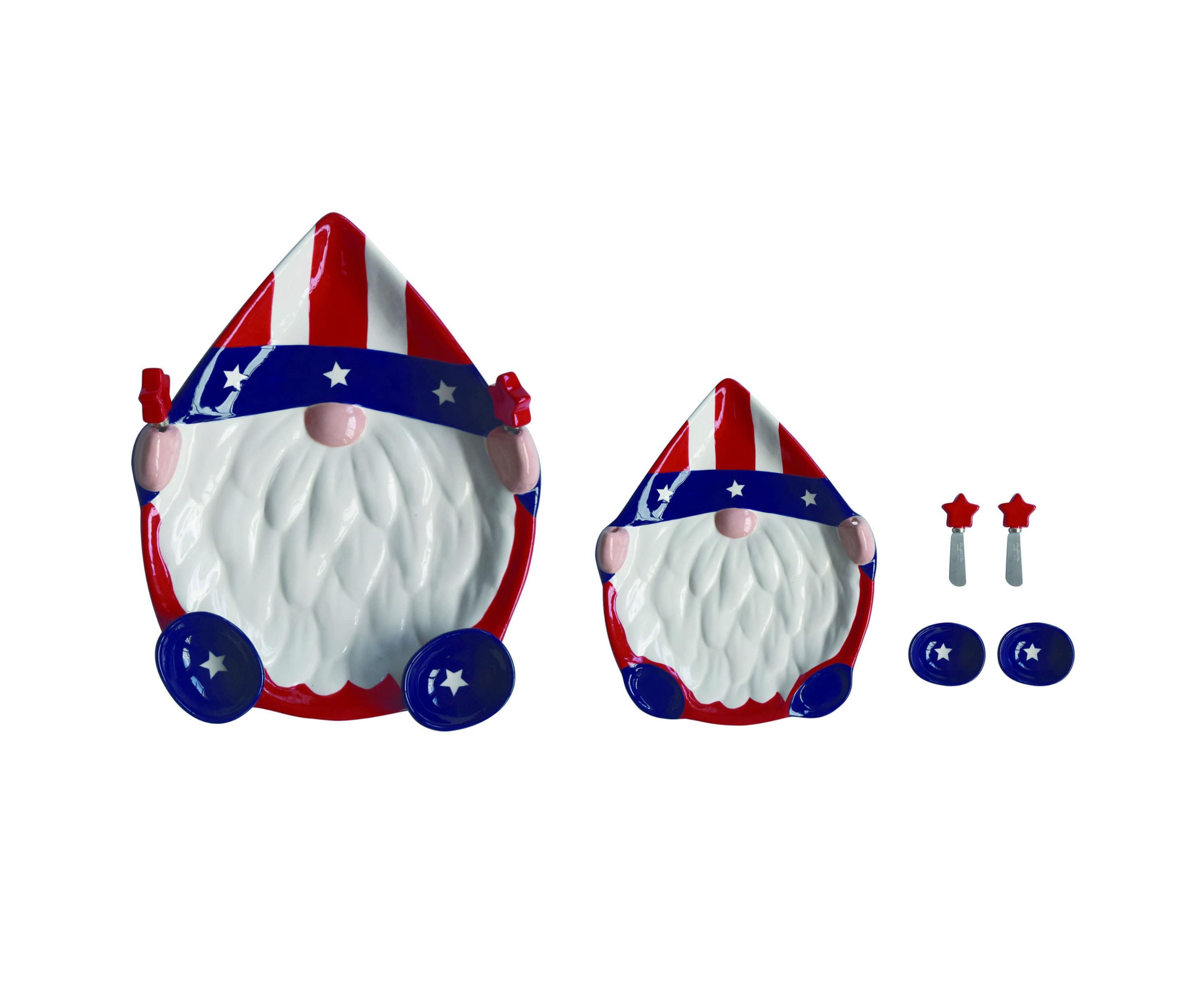 Transpac Transpac Ceramic 14" Uncle Sam Gnome Chip and Dip Set of 5 | Belk