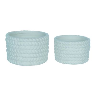 Transpac Transpac Dolomite 4 in. Off-White Spring Faux Woven Trinket ...