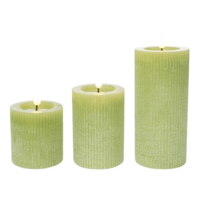 Transpac Transpac LED Wax Green Candles Set of 3 Home Decorations ...
