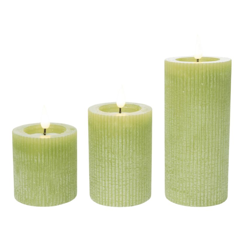 Transpac Transpac LED Wax Green Candles Set of 3 Home Decorations ...