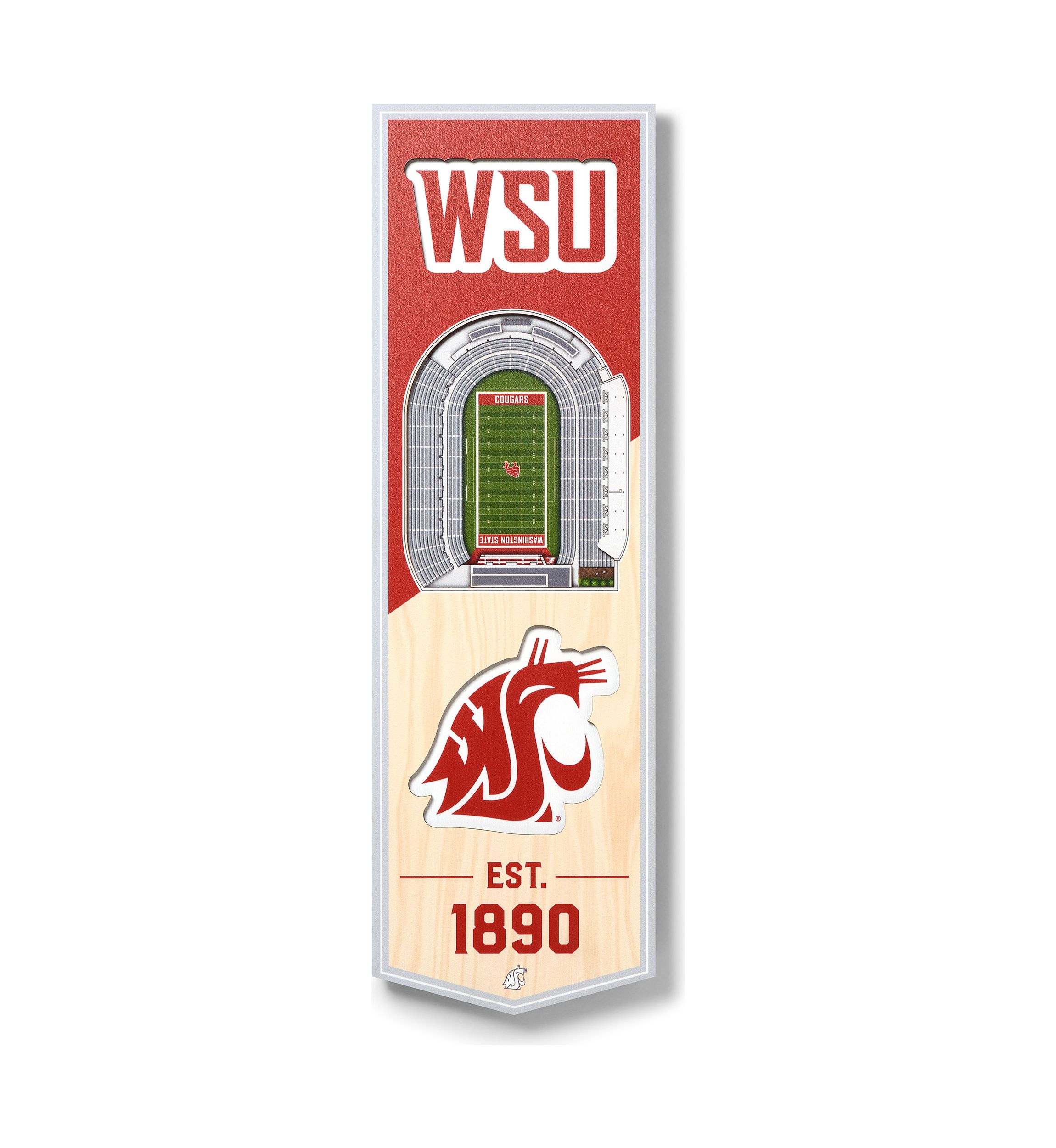 YouTheFan YouTheFan NCAA Washington State Cougars 3D Stadium 6x19 ...