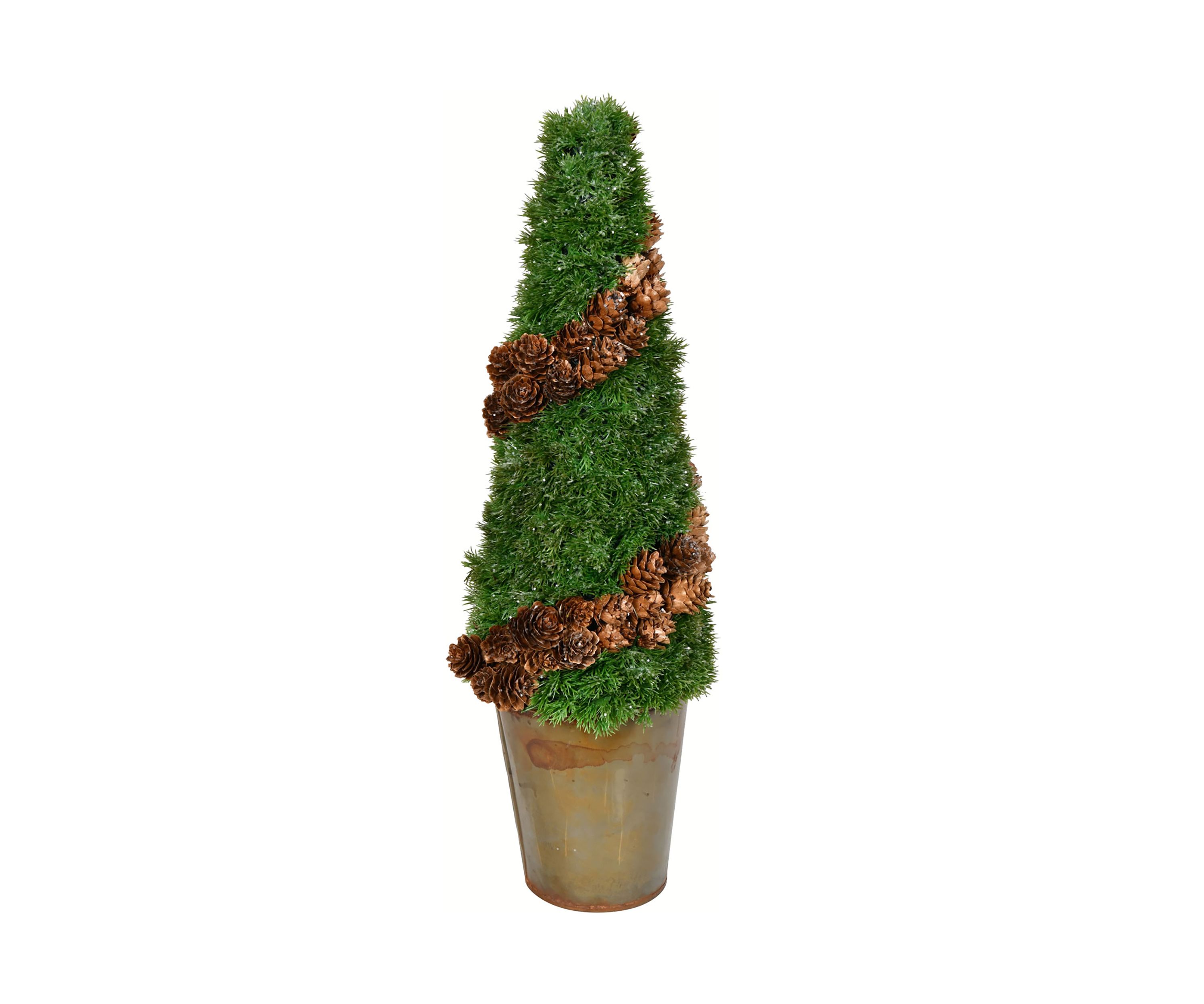Vickerman Cone Shape Cedar Tree in Rustic Tin Pot | Belk