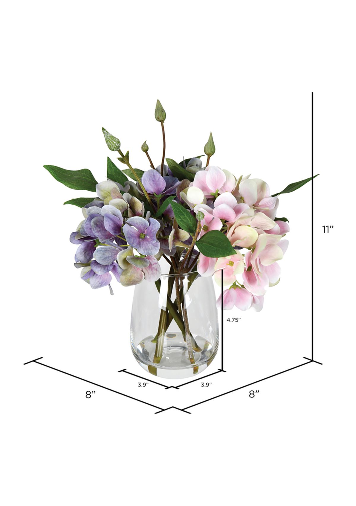 Vickerman Vickerman 8" Artificial Light Pink and Purple Hydrangea. | Belk
