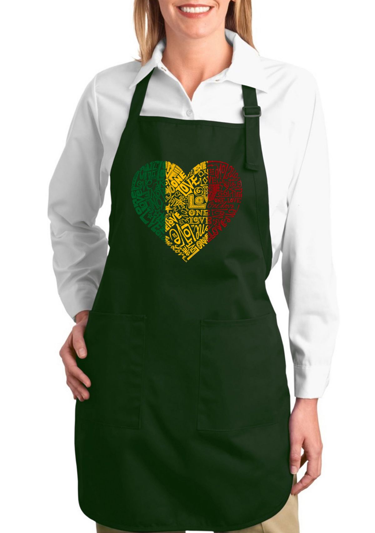 LA Pop Art Full Length Word Art Apron - One Love Heart | Belk