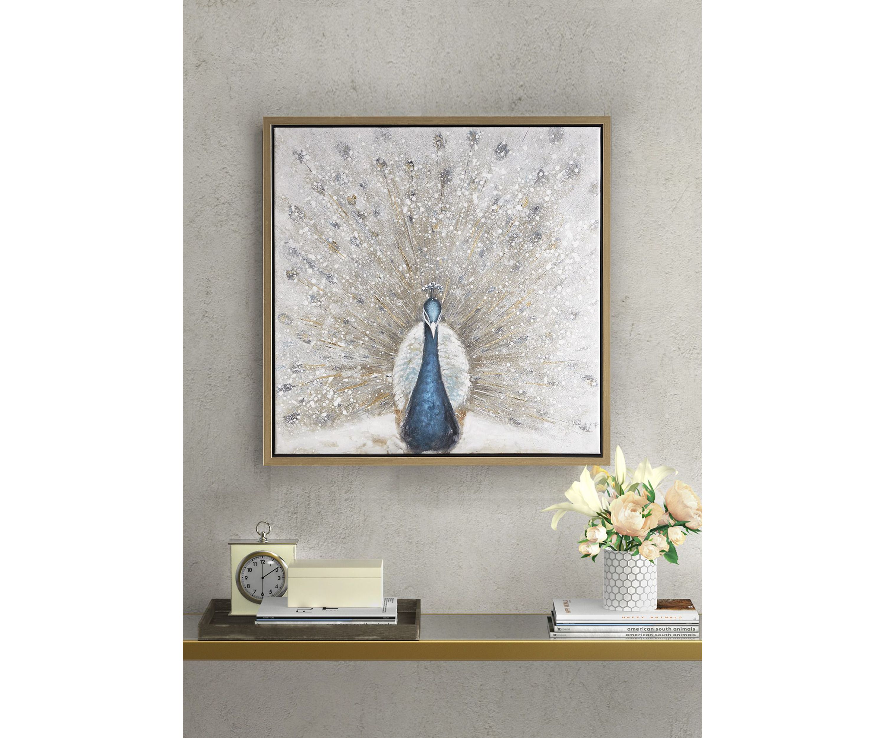 Madison Park Gilded Peacock Gold Foil and Hand Embellished Framed ...