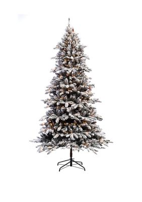 Puleo International Pre-Lit 7.5-Foot Flocked Slim Washington Fir ...