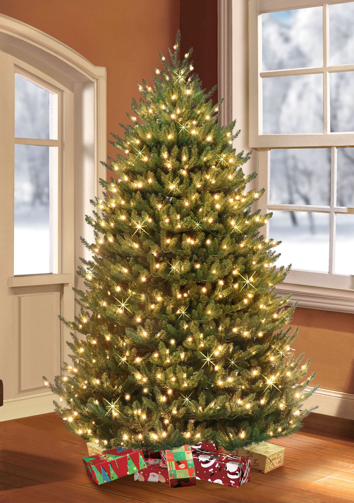 Puleo International Pre-Lit 6.5-Foot Canadian Balsam Fir Christmas Tree ...