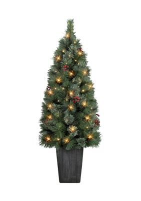Puleo International Battery Operated Potted Cascade Pine Tree in ...