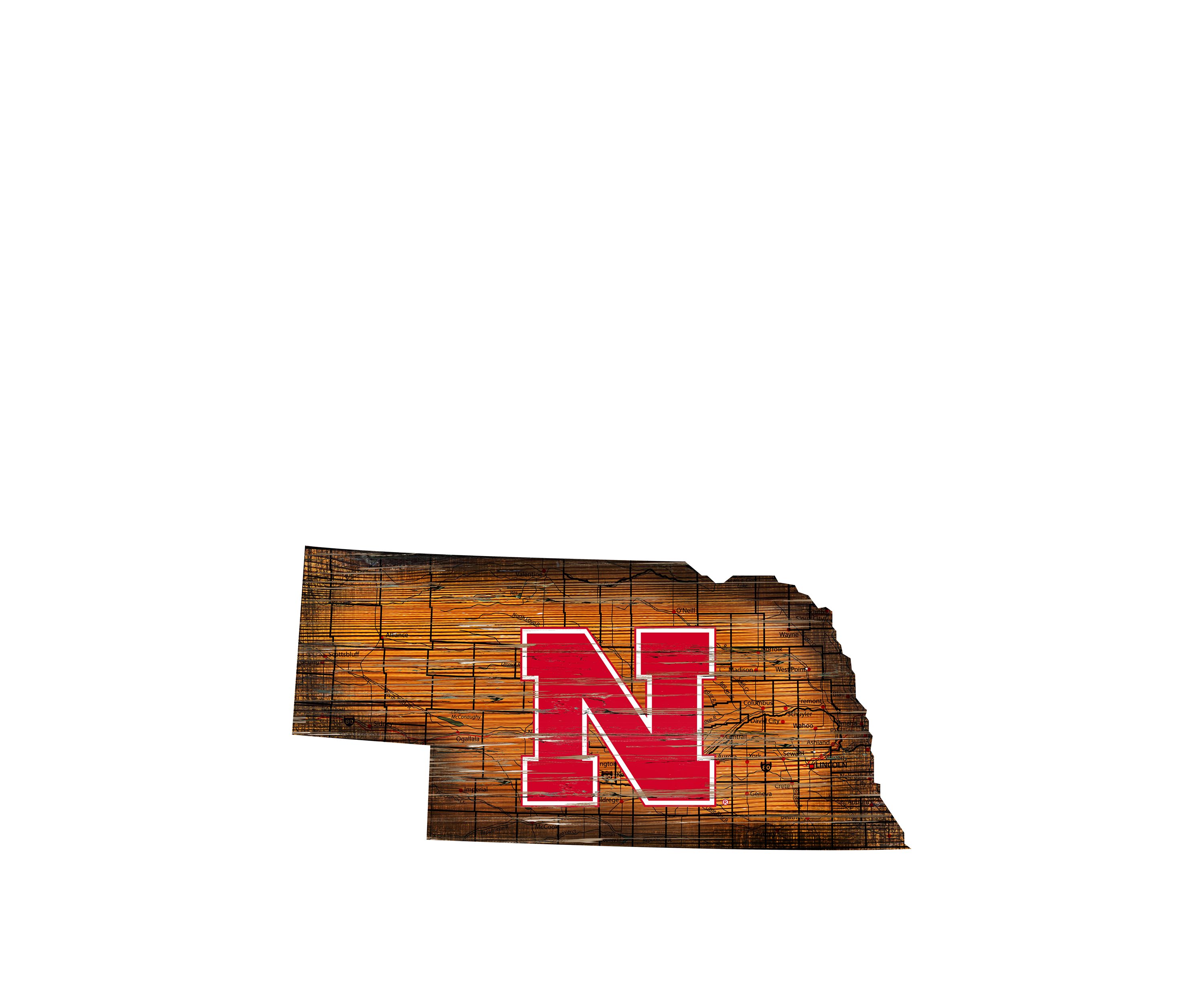 Fan Creations NCAA Nebraska Cornhuskers 24 in x 24 in Distressed State ...