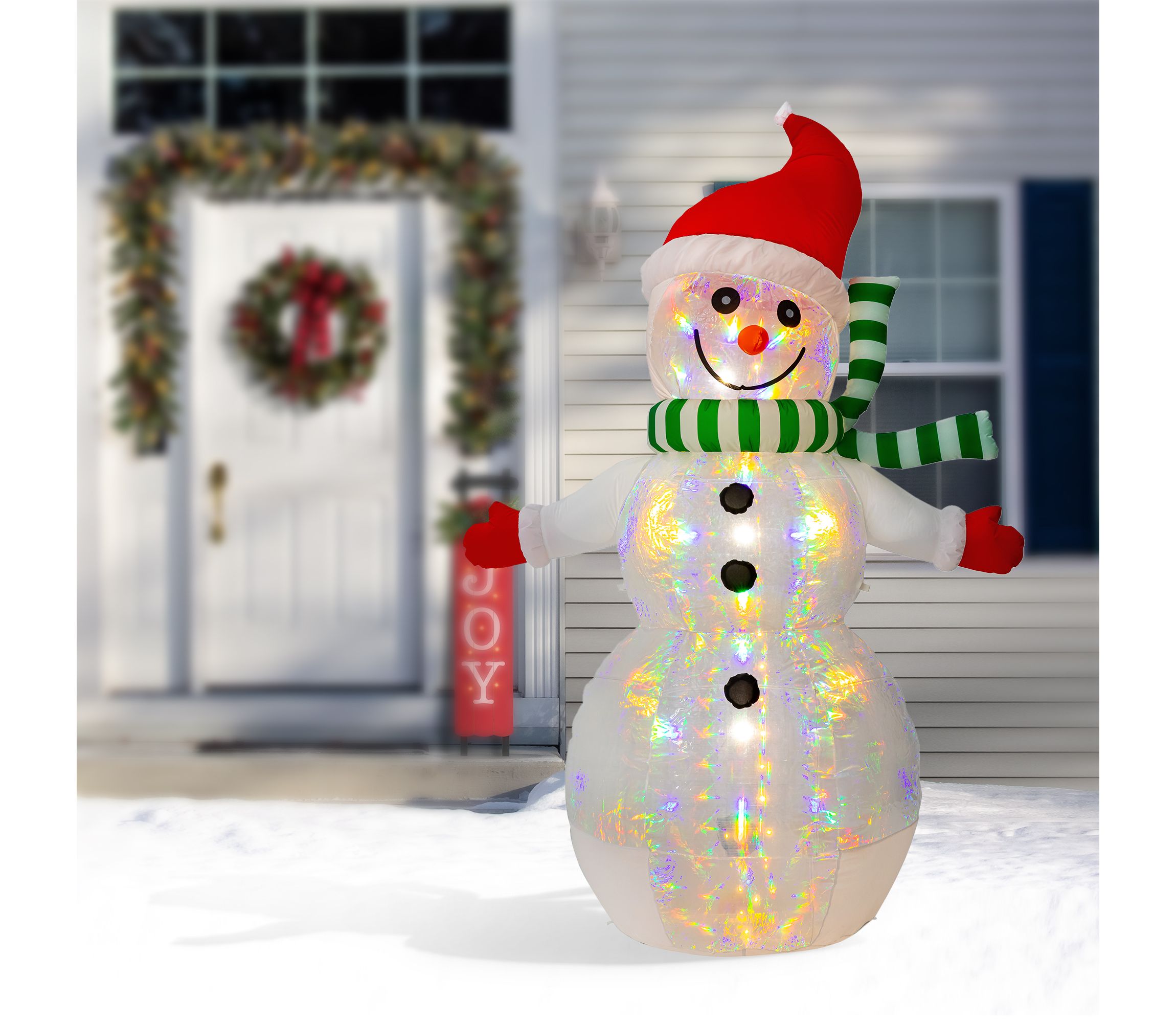 Glitzhome 8FT Lighted Inflatable Icy Snowman Decor | Belk
