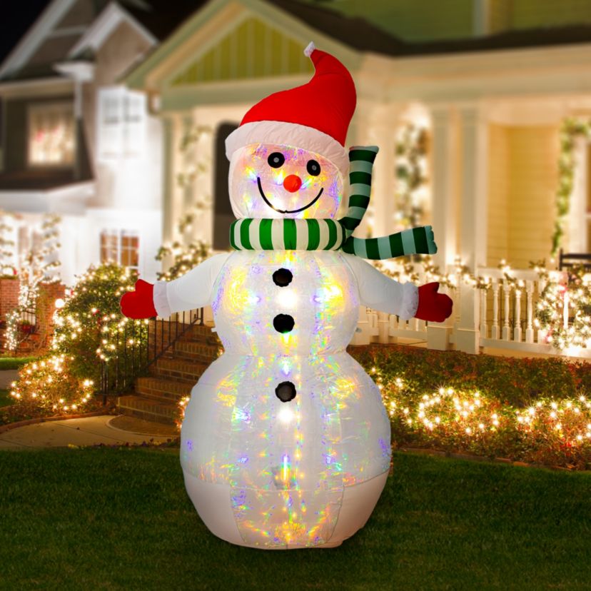 Glitzhome 8FT Lighted Inflatable Icy Snowman Decor | Belk
