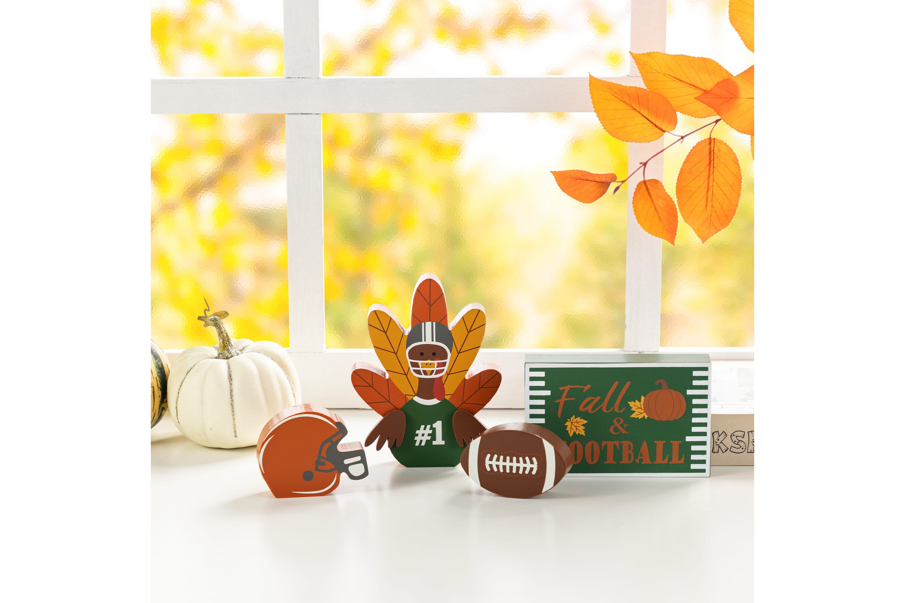 Glitzhome 5.75"H S/4 Thanksgiving Wooden Turkey Table Decor Set | Belk