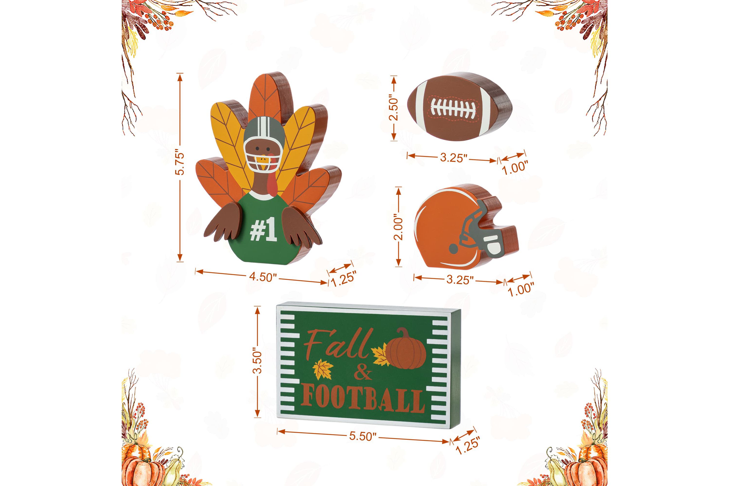 Glitzhome 5.75"H S/4 Thanksgiving Wooden Turkey Table Decor Set | Belk