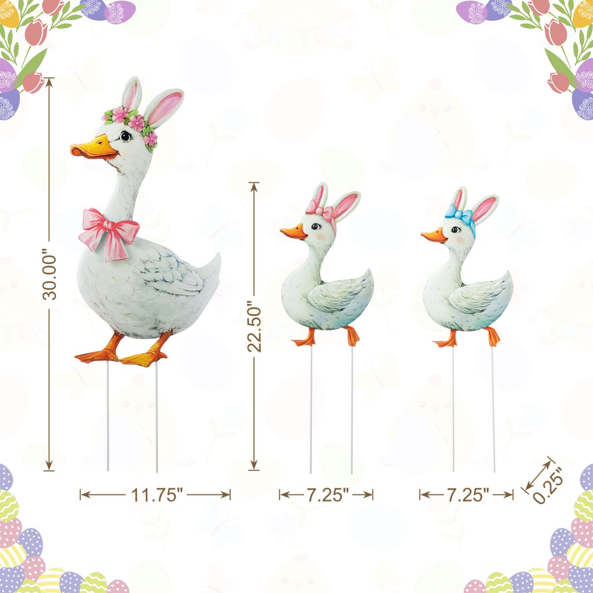 Glitzhome Set of 3 Easter Metal Duck Family Yard Stake (KD) | Belk