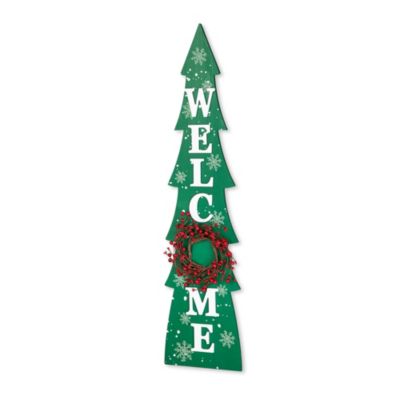 Glitzhome 42"H Christmas Wooden "WELCOME" Christmas Tree Porch Sign | belk