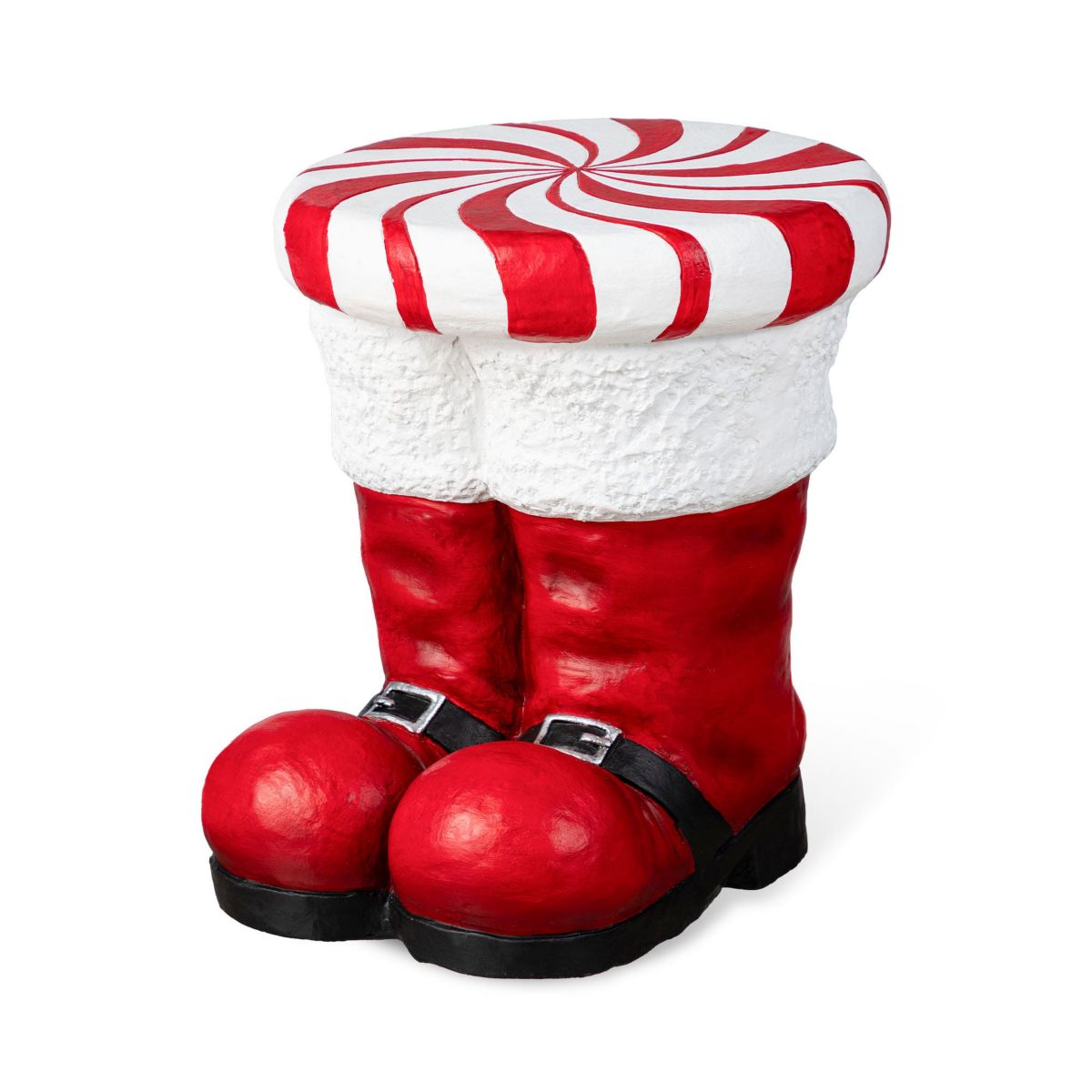 Glitzhome 14.5"H Christmas MGO Peppermint Boot Stool or Accent Table | Belk