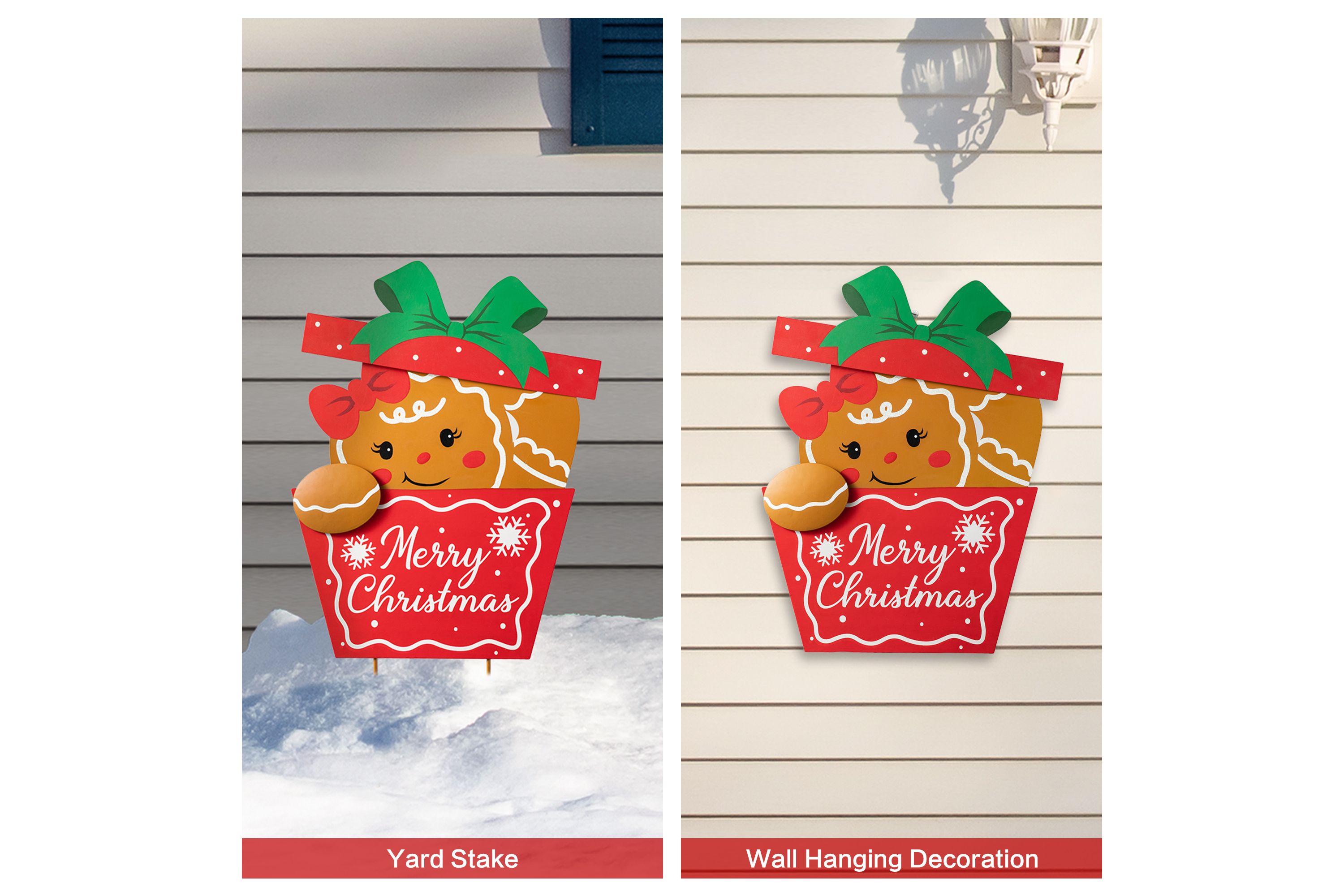 Glitzhome 24"H Christmas Metal Gingerbread Giftbox Yard Stake or ...