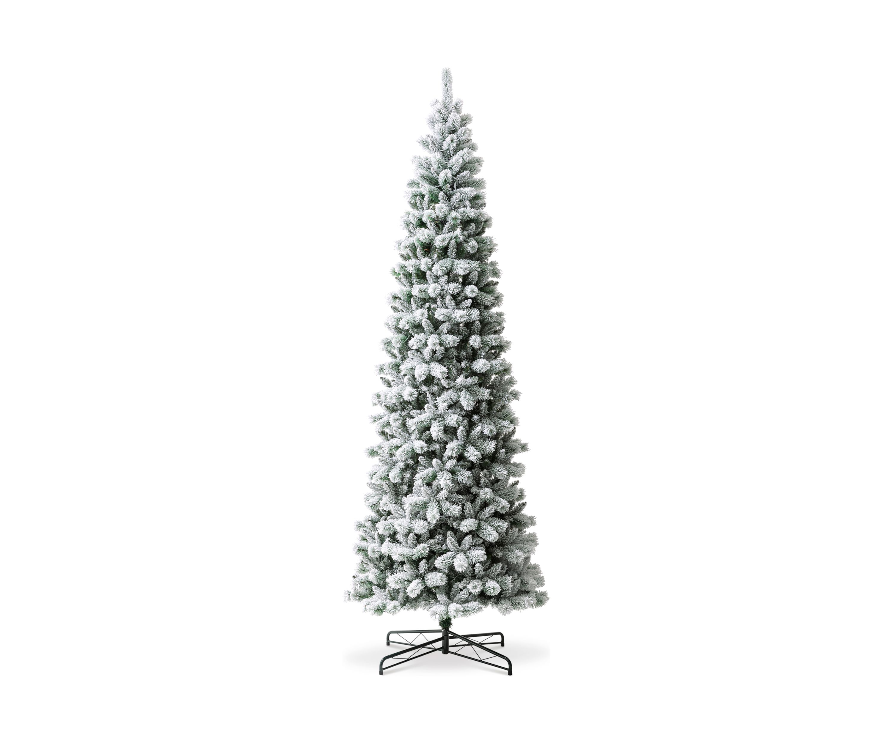 Glitzhome 11-foot Pre-Lit Flocked Pencil Green Pine Artificial ...